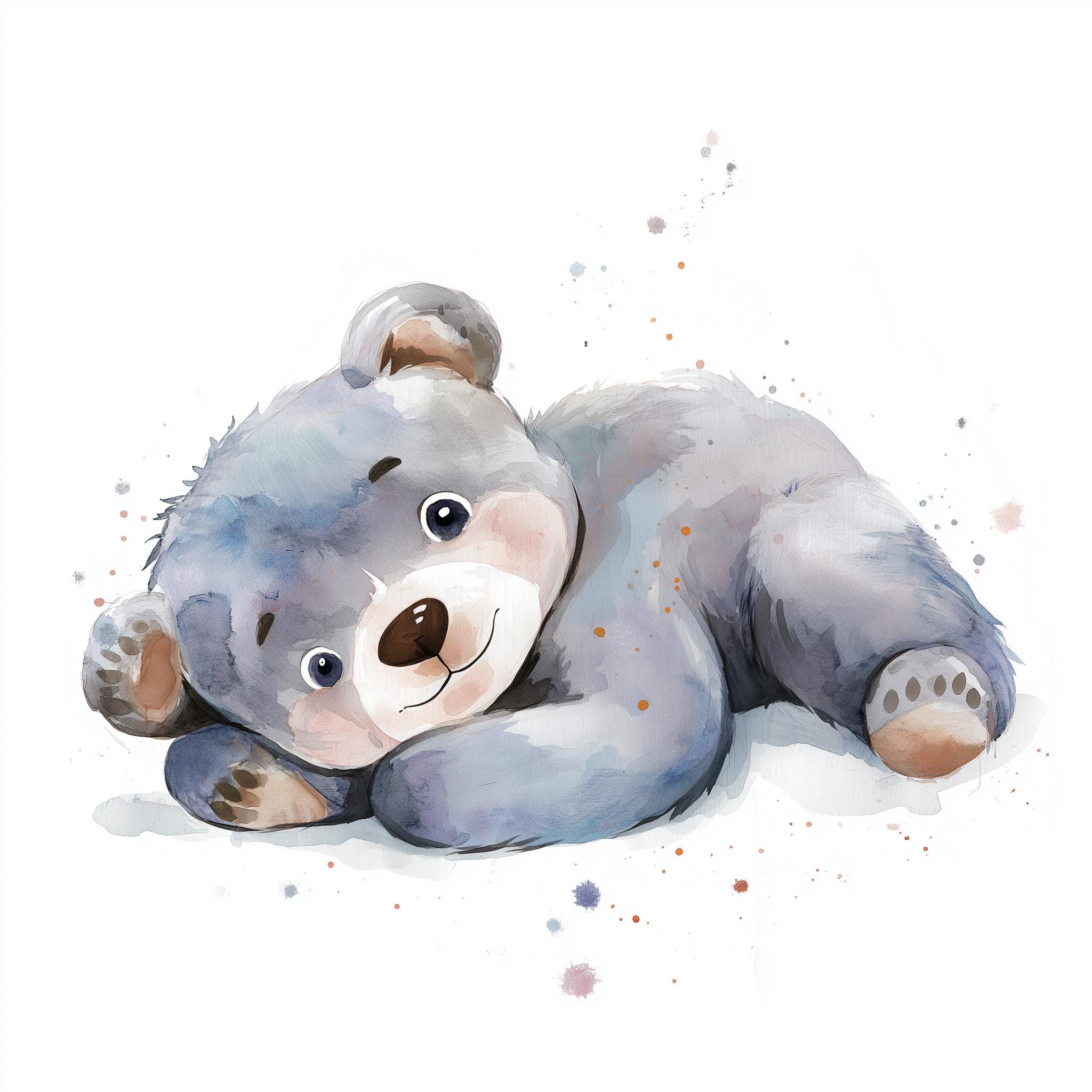 Watercolor Baby Woodland Animals Clip Art – 10 PNG Images (instant ...