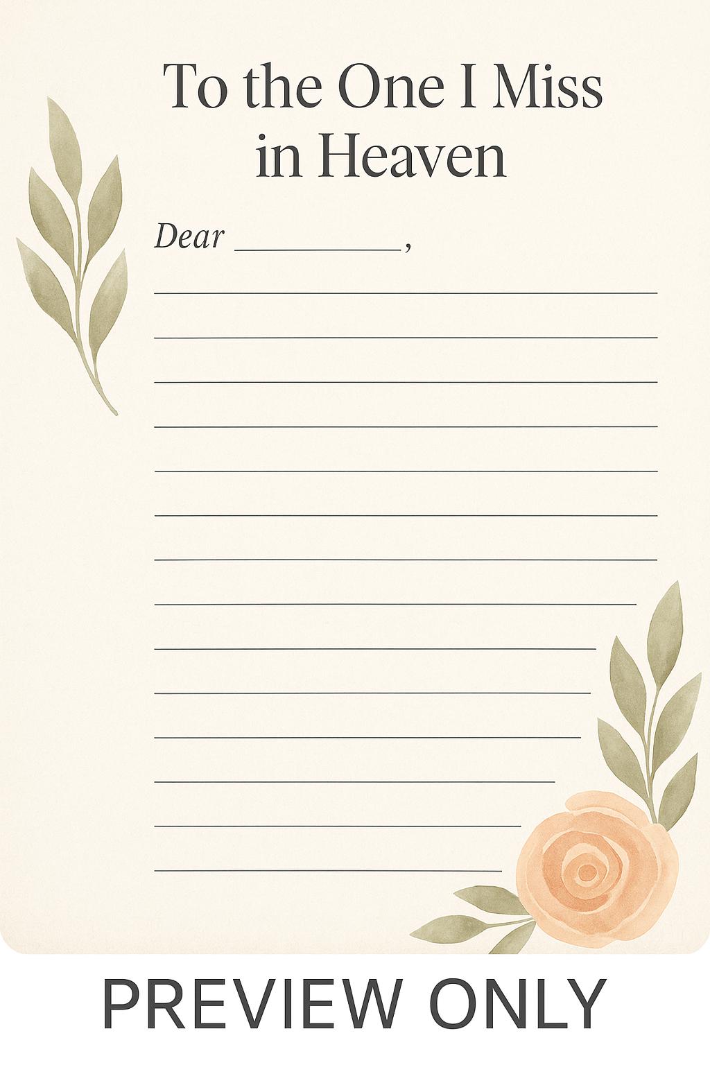 Letters to Heaven Printable | Grief Letter Kit for Loved Ones in Heaven ...