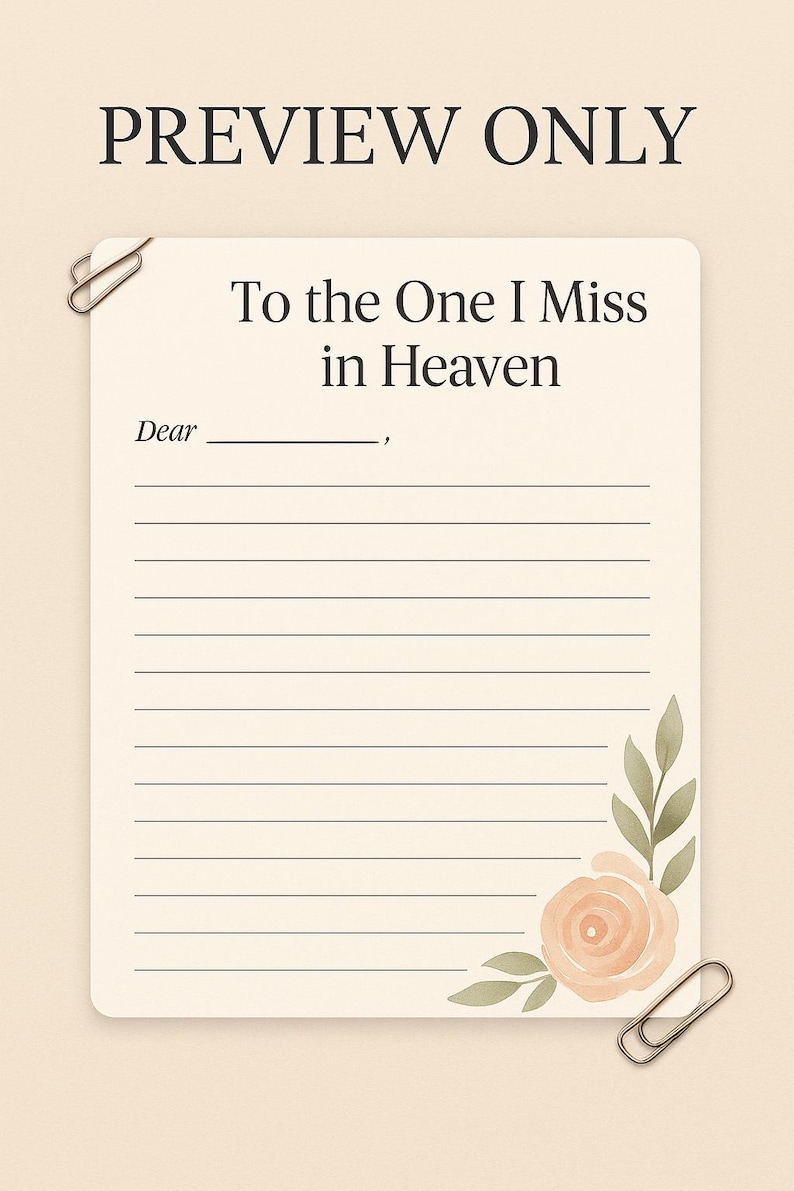 Letters to Heaven Printable | Grief Letter Kit for Loved Ones in Heaven ...