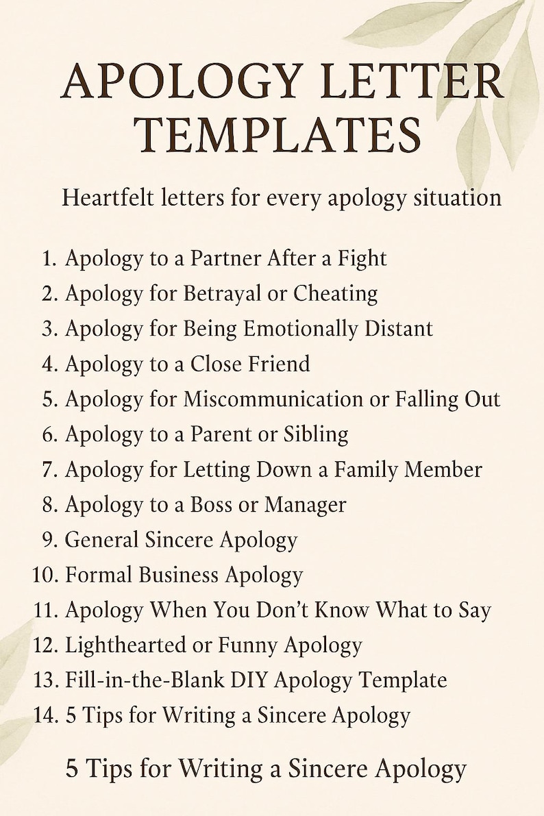 Ultimate Apology Letter Bundle – Printable & Editable Templates for ...