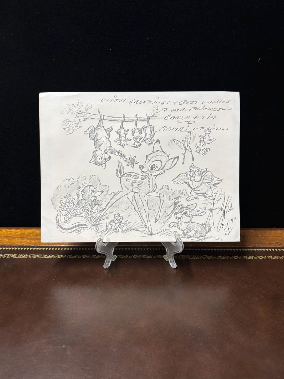 Bambi & Friends Signed Disney Original by Legendary Animator Harry Holt ...