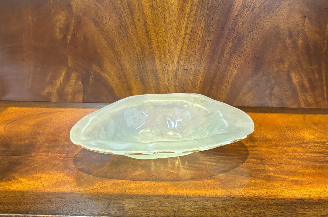 Annieglass Coquina Shell Art Glass Bowl, Handblown Glass, 24K Gold Rim ...