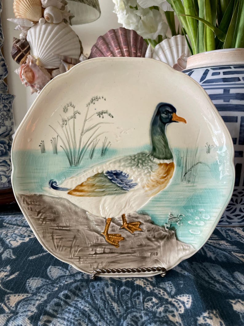 19th Century Majolica Mallard Duck Plate Hippolyte Boulenger Choisy Le ...