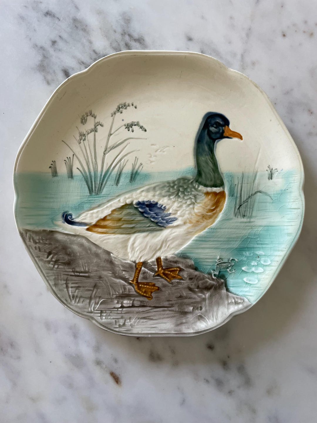 19th Century Majolica Mallard Duck Plate Hippolyte Boulenger Choisy Le ...