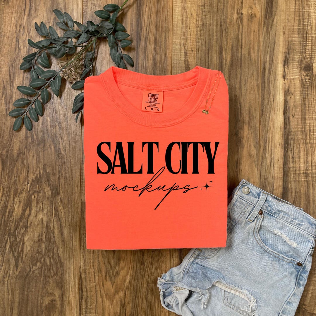 Comfort Colors 1717 Neon Red Orange T-shirt Mockup | 1717 Unisex Mock ...