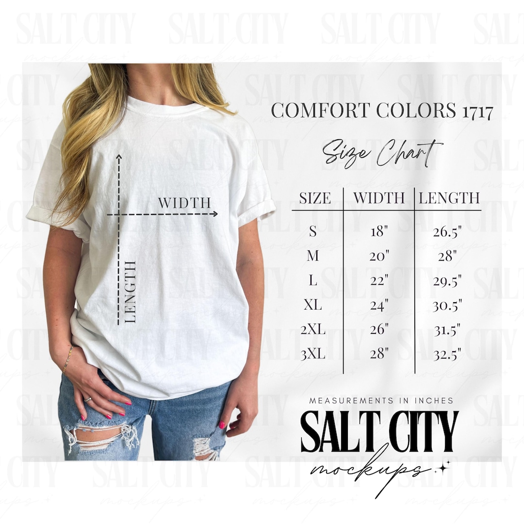 Comfort Colors 1717 Size Chart, CC1717 Comfort Colors Sizing Guide ...