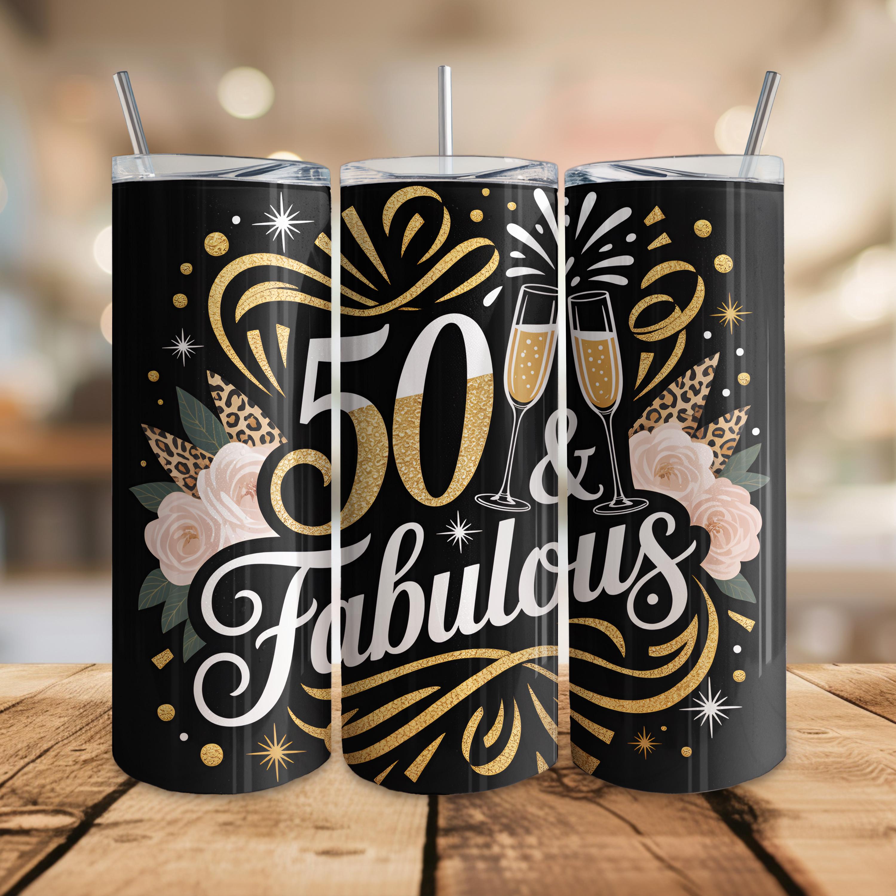 50th Birthday Tumbler PNG, 50th Birthday Tumbler Wrap, Fifty and ...