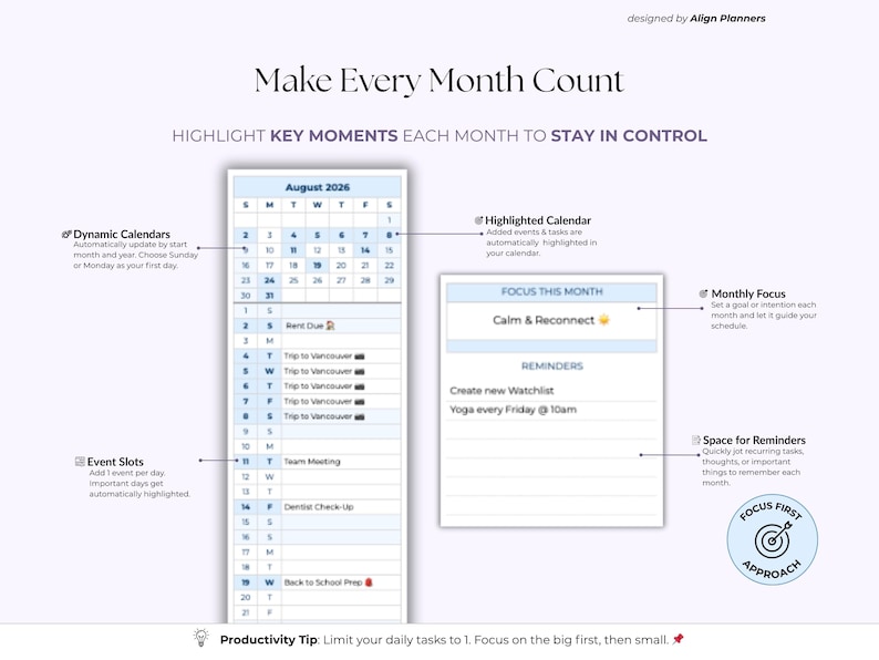 Year-at-a-glance Planner Google Sheets Spreadsheet – 2026 One Page ...