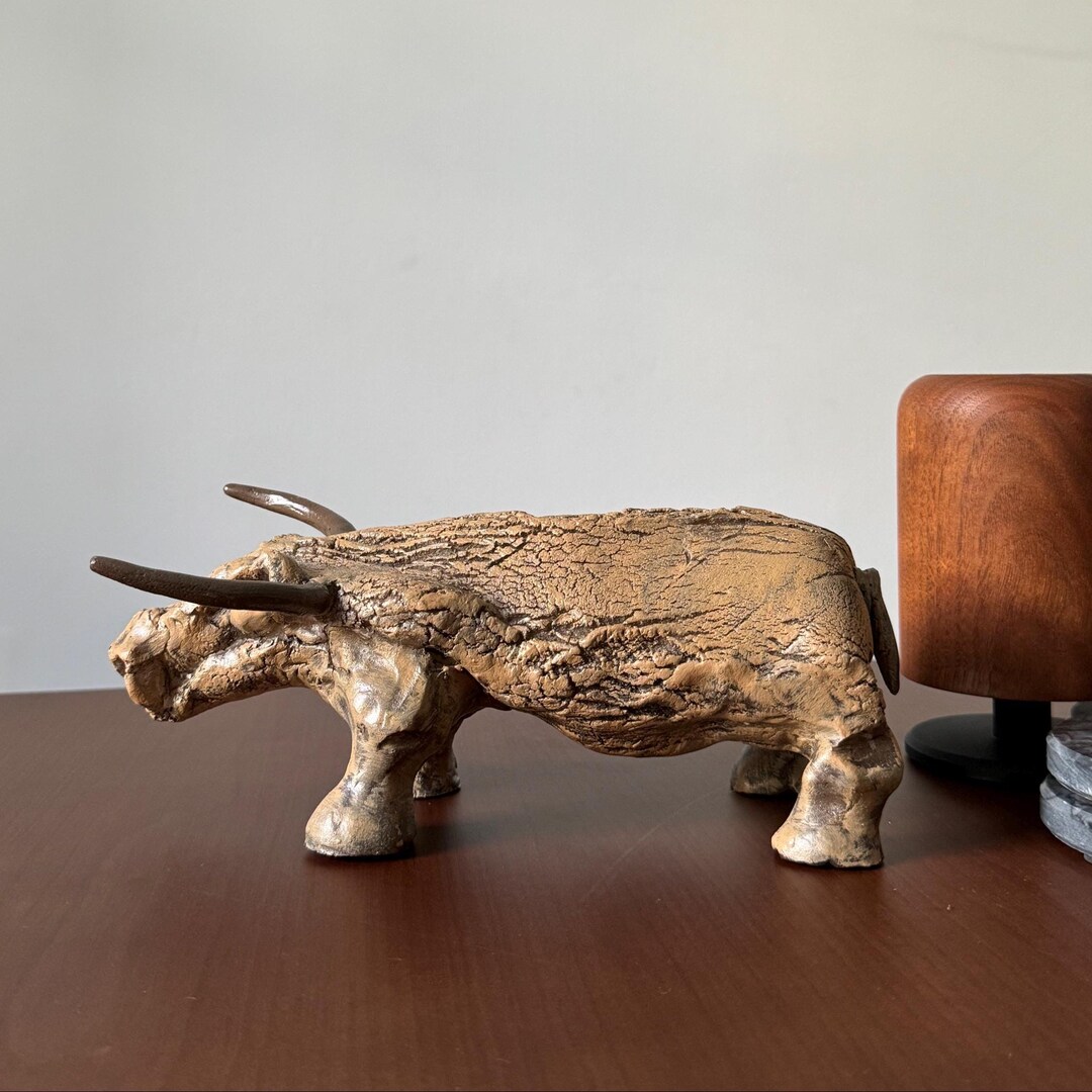 Bull Sculpture | Handmade Marble Effect Animal Figurine Sculpture| Home ...