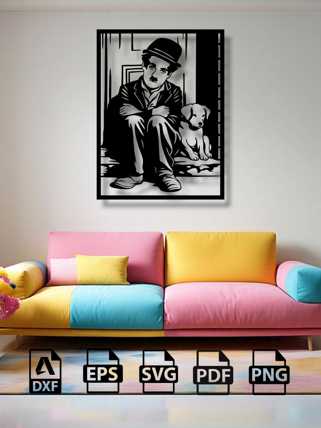 Charlie Chaplin Laser Cut Painting DXF File | Decorative Wooden ...