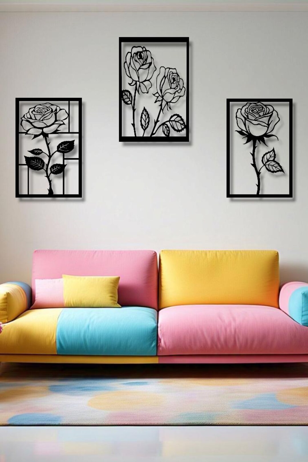 Flor Flores paquete archivo DxF corte láser arte decorativos de pared ...