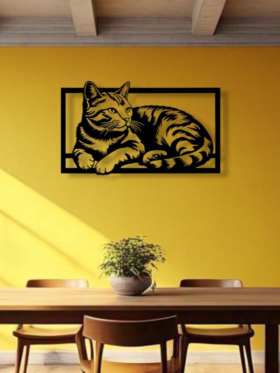 Gato corte láser MDF | Cuadro decorativo madera | Archivo digital corte ...