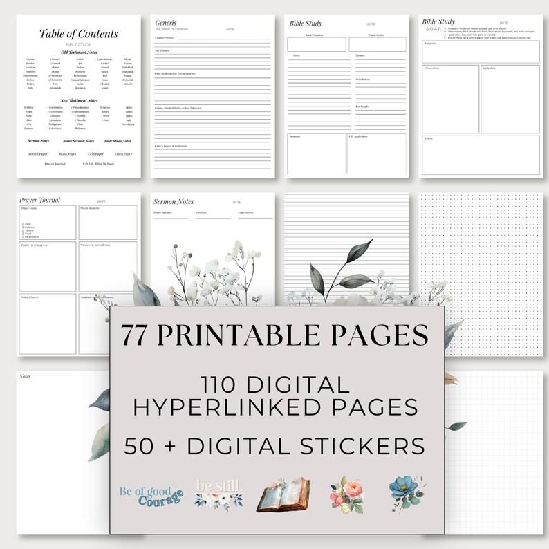 Bible Study Journal Printable & Digital Bundle, SOAP Method, Goodnotes ...