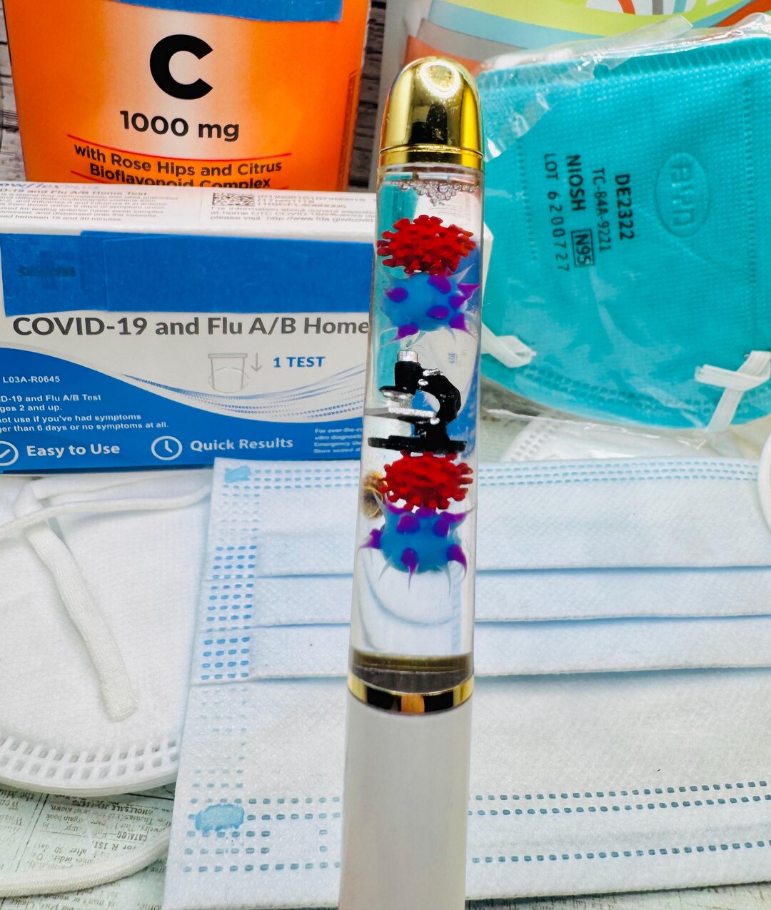 Superbug/virus With Microscope Float Pen/ Doctor/nurse/lab/microbiology ...