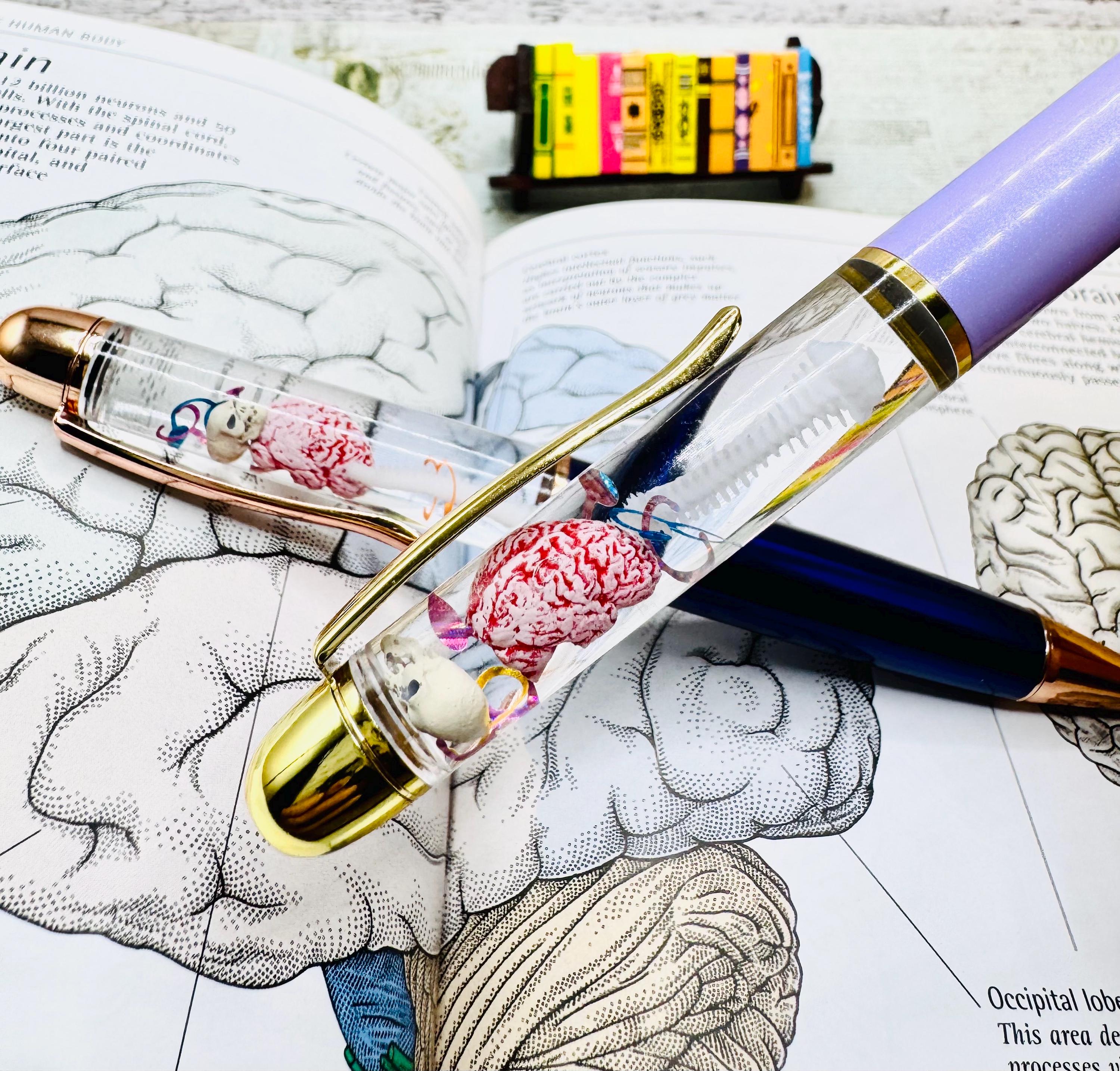 Anatomical Brain Float Pen: Skull, Spine & Stethoscope - Doctor/nurse ...