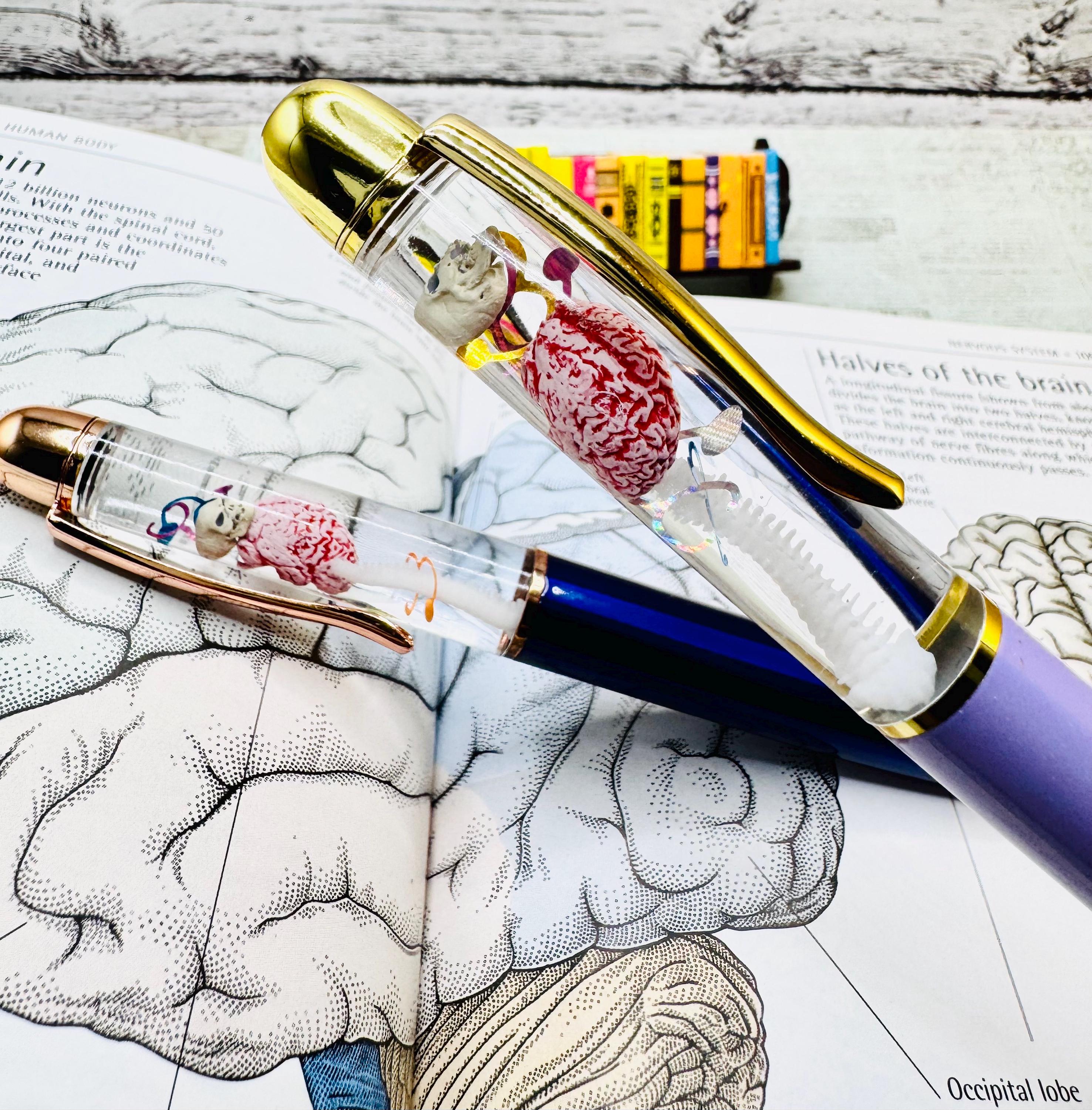 Anatomical Brain Float Pen: Skull, Spine & Stethoscope - Doctor/nurse ...