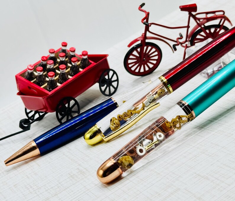 Steampunk Motorcycle Float Pen: Cog Wheel Rider Pen - Etsy