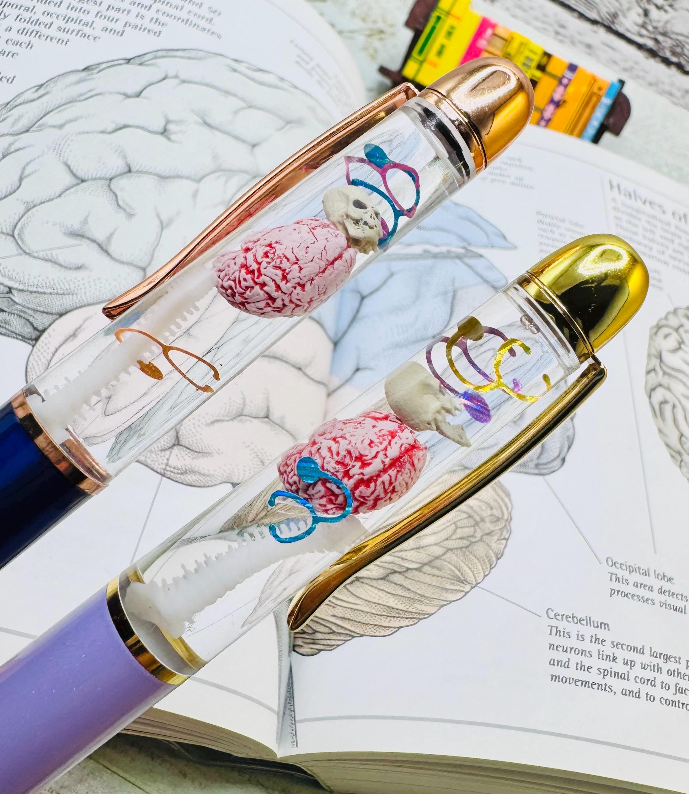 Anatomical Brain Float Pen: Skull, Spine & Stethoscope - Doctor/nurse ...