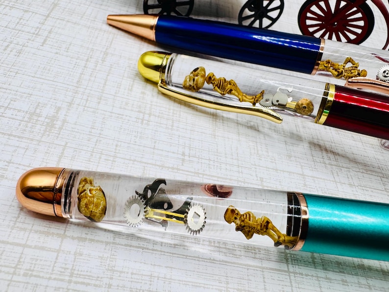 Steampunk Motorcycle Float Pen: Cog Wheel Rider Pen - Etsy