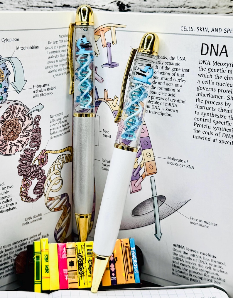Handmade DNA Helix Pen – Blue Biology Science Gift, Microscope Floaties ...