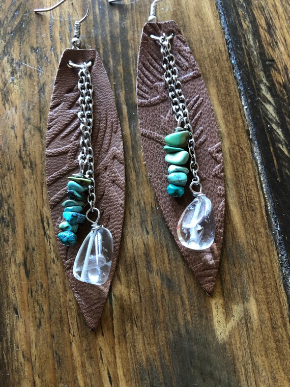 Embossed Leather Turquoise & Quartz | Etsy