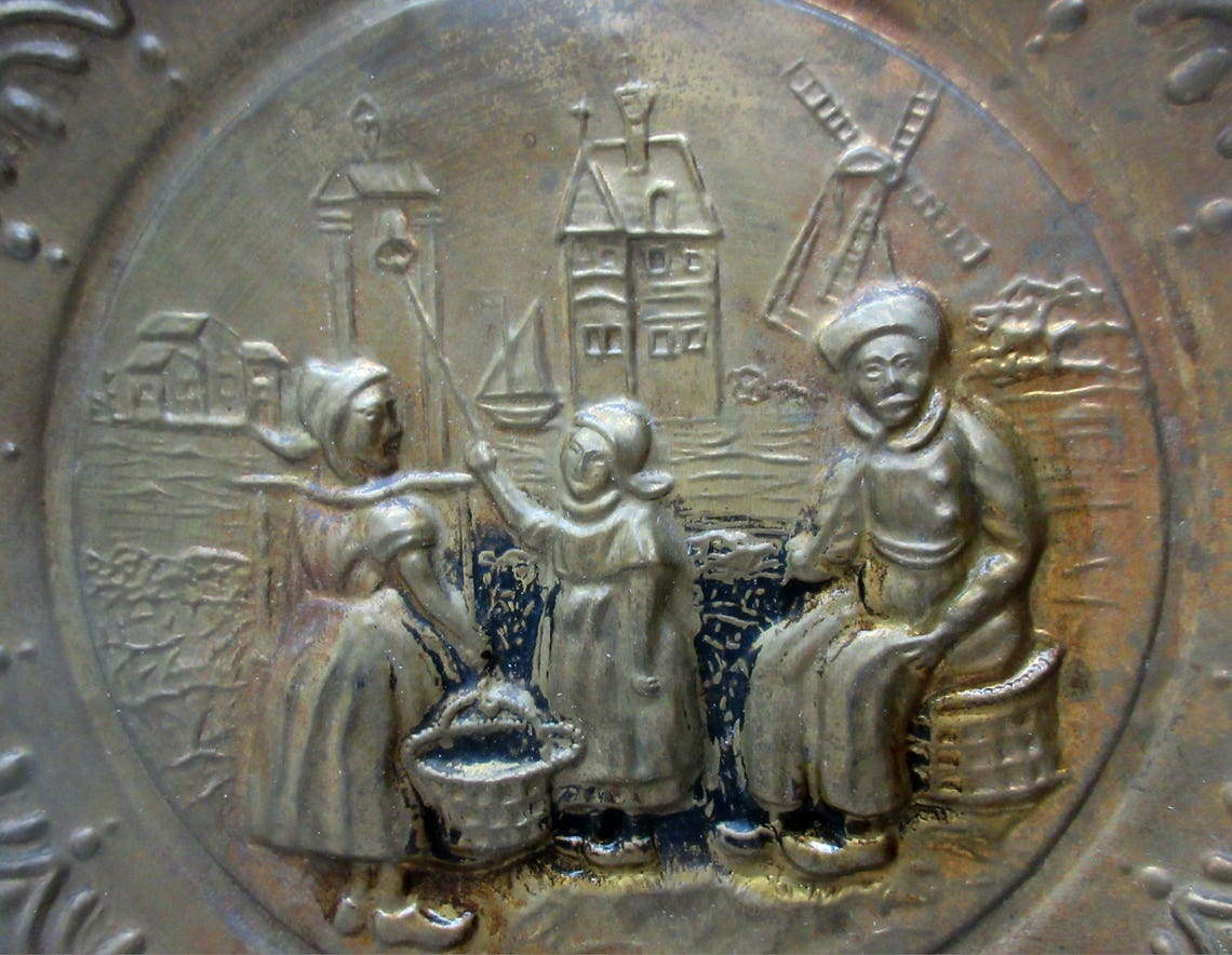 Vintage Repousse Metal Bronze Brass Dutch Scene Wall Plaques - Etsy