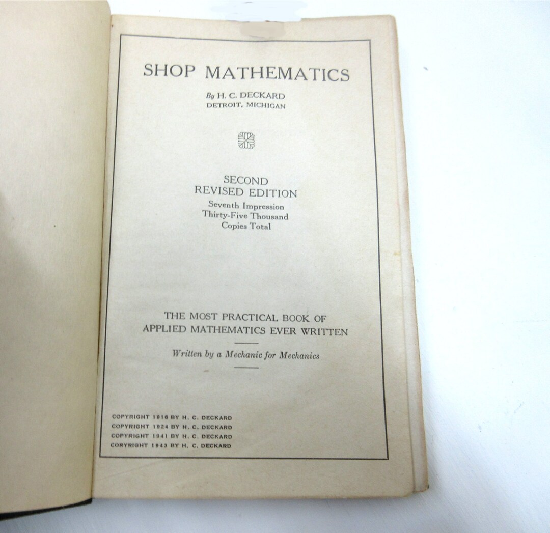 Antique Book Shop Mathematics H C Deckard Book of Applied Mathematics ...