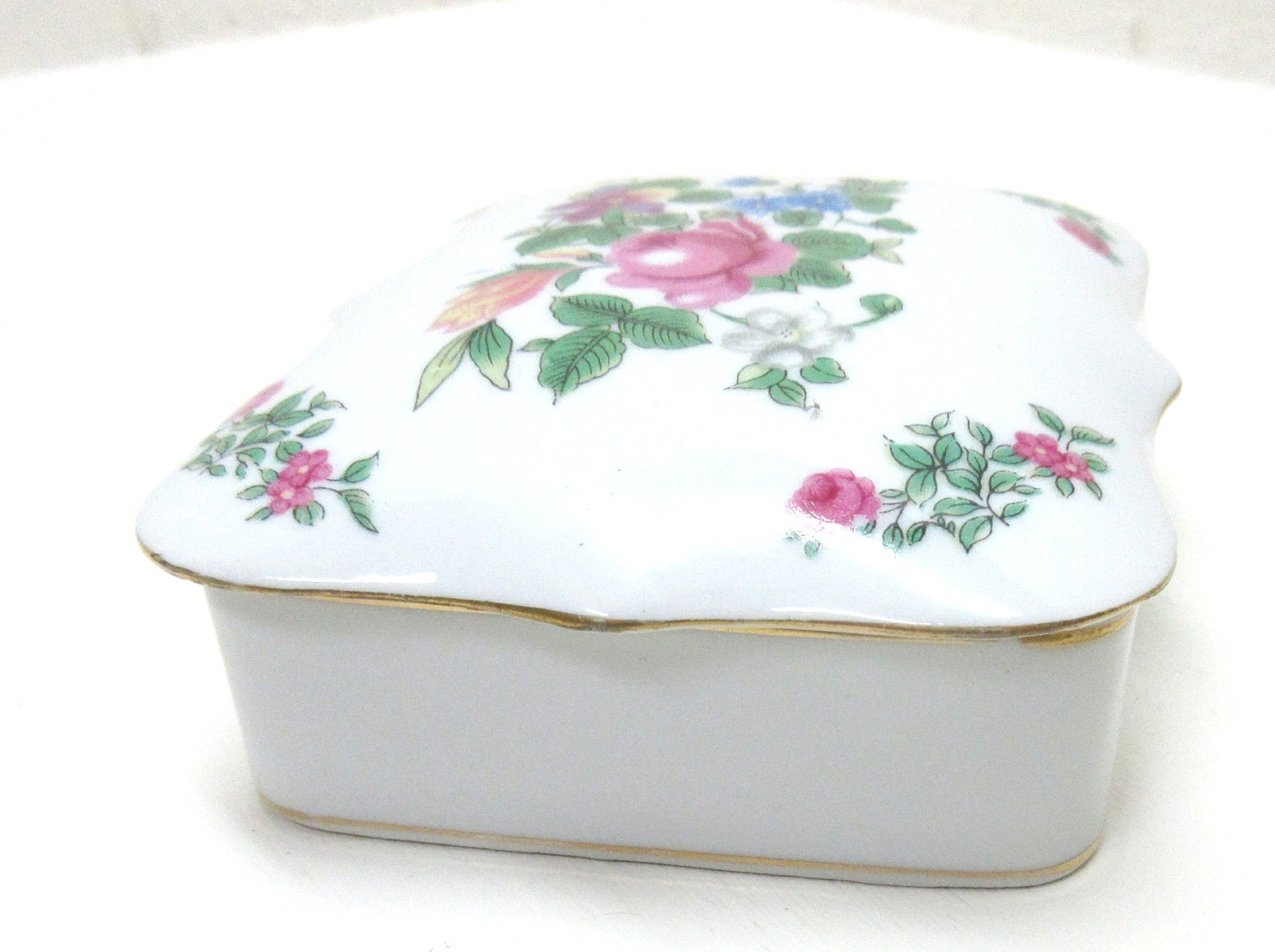 Vintage Porcelain Gorgeous Floral Trinket Box Trinket Dish - Etsy