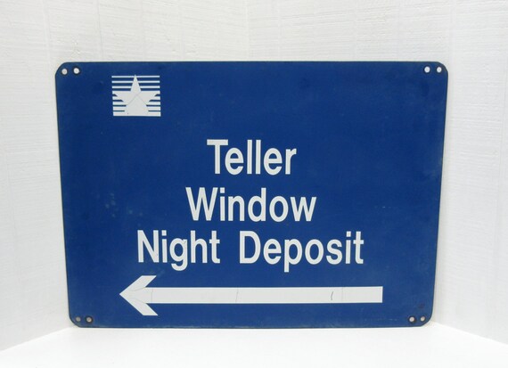 Vintage Metal Bank Teller Sign | Etsy