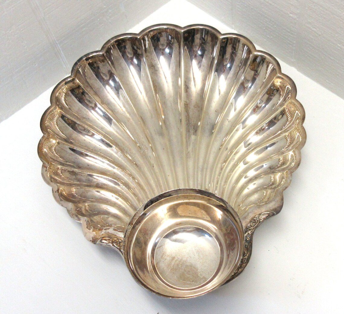 Vintage Silverplate Clam Shell Chip and Dip Tray International - Etsy