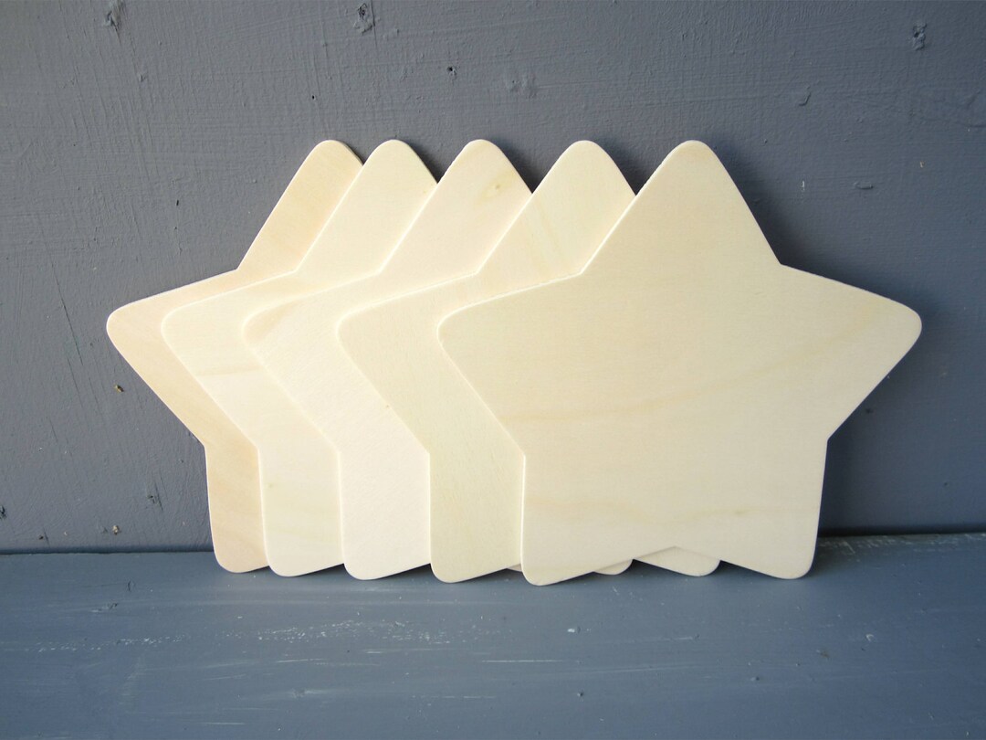 Wood Star Unfinished for Signs and Craft Projects Lot of 5 Birch ...