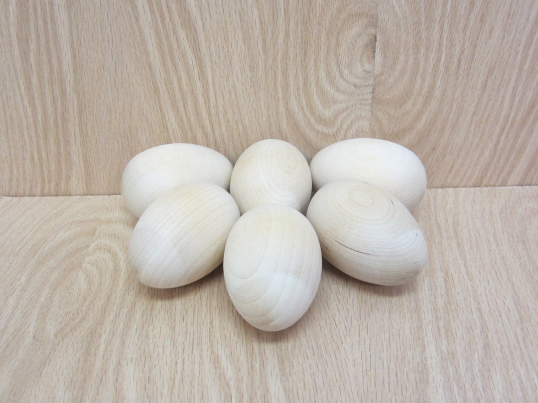 Wooden Eggs for Craft Projects - Lot of 6 - Natural Shape Rounded ...