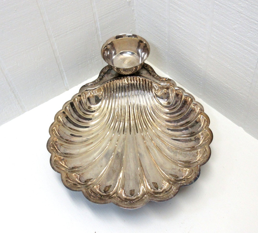 Vintage Silverplate Clam Shell Chip and Dip Tray International Silver ...