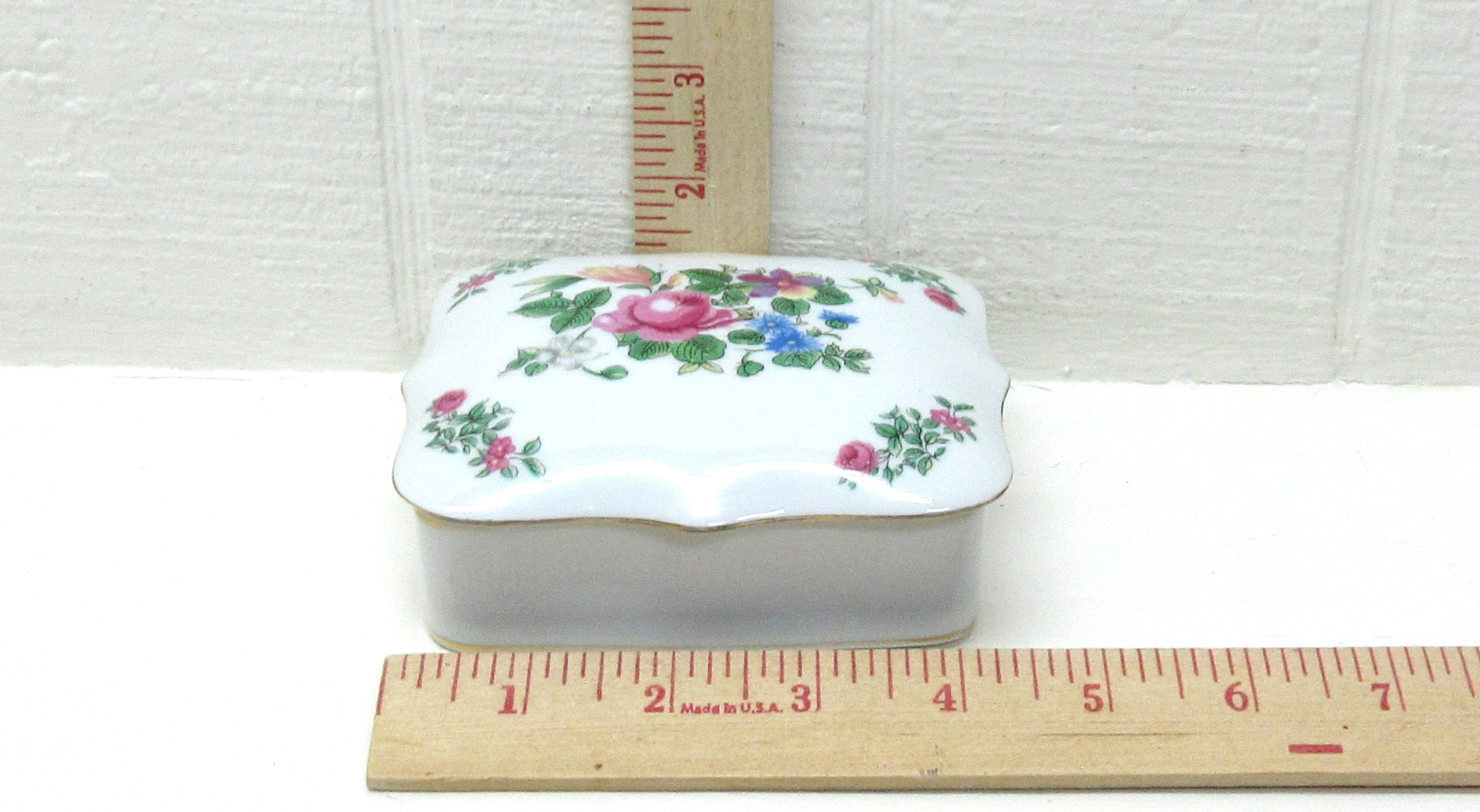 Vintage Porcelain gorgeous Floral Trinket Box Trinket Dish | Etsy