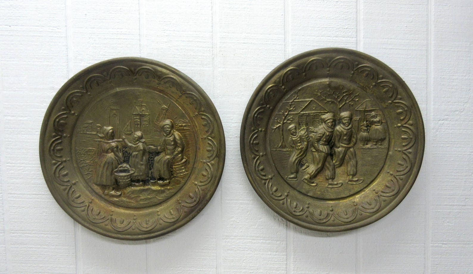 Vintage Repousse Metal Bronze Brass Dutch Scene Wall Plaques - Etsy