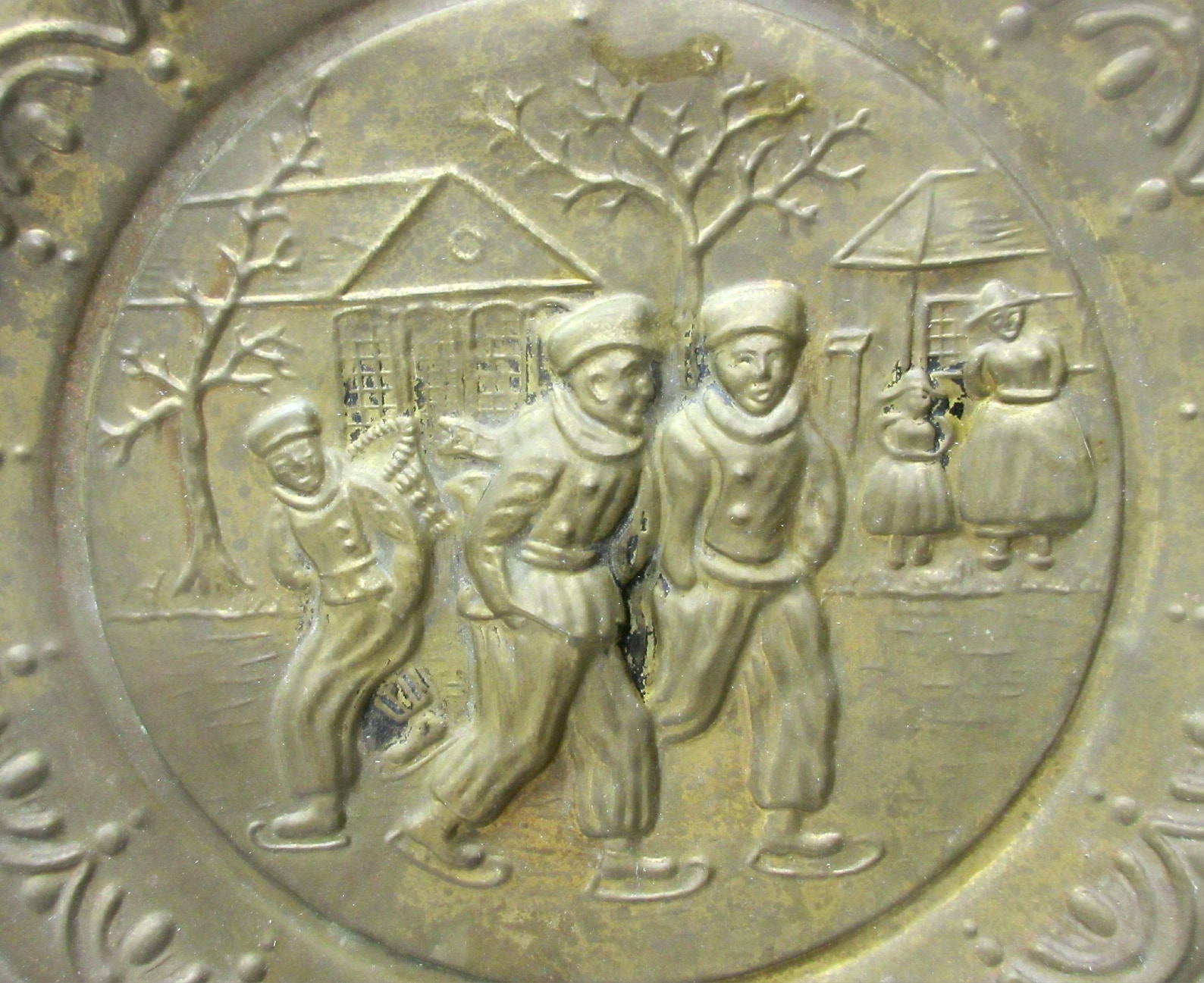 Vintage Repousse Metal Bronze Brass Dutch Scene Wall Plaques Made in ...