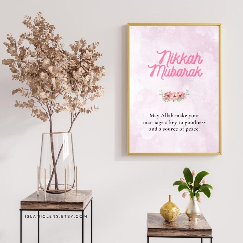 Nikkah Mubarak Card | Nikah Mubarak Wall Art | Islamic Wedding Card ...