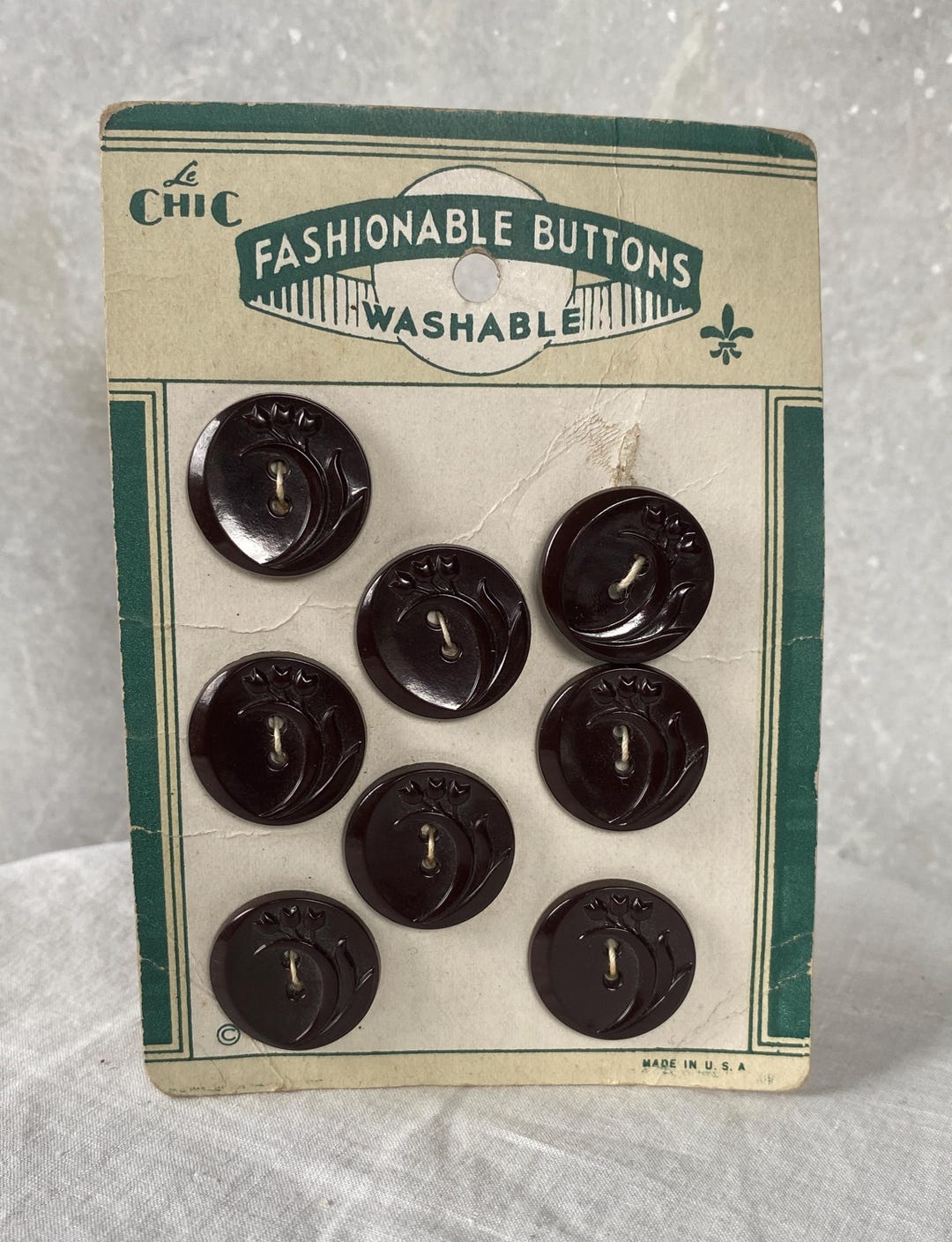 Vintage Brown 'le Chic' Lily of the Valley Buttons on Original Ephemera ...