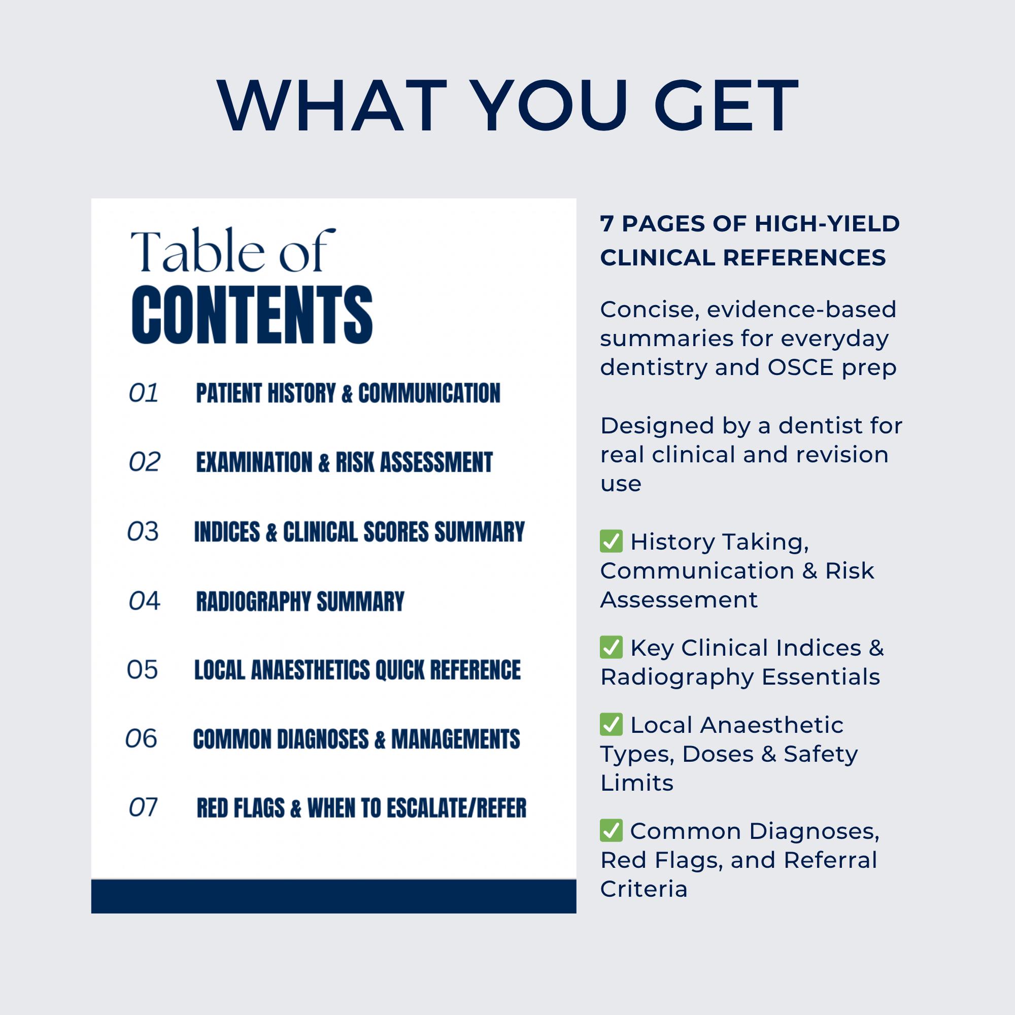 Dental Student Clinical Cheat Sheet: Dentist Notes and Reference Guide ...