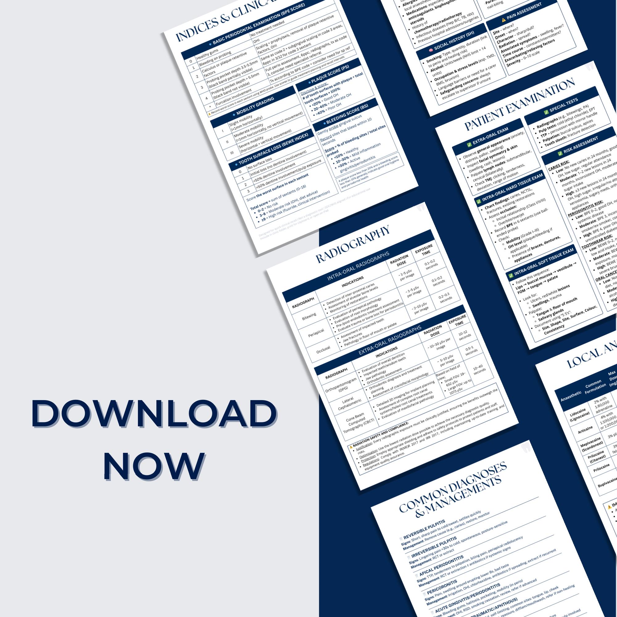 Dental Student Clinical Cheat Sheet: Dentist Notes and Reference Guide ...