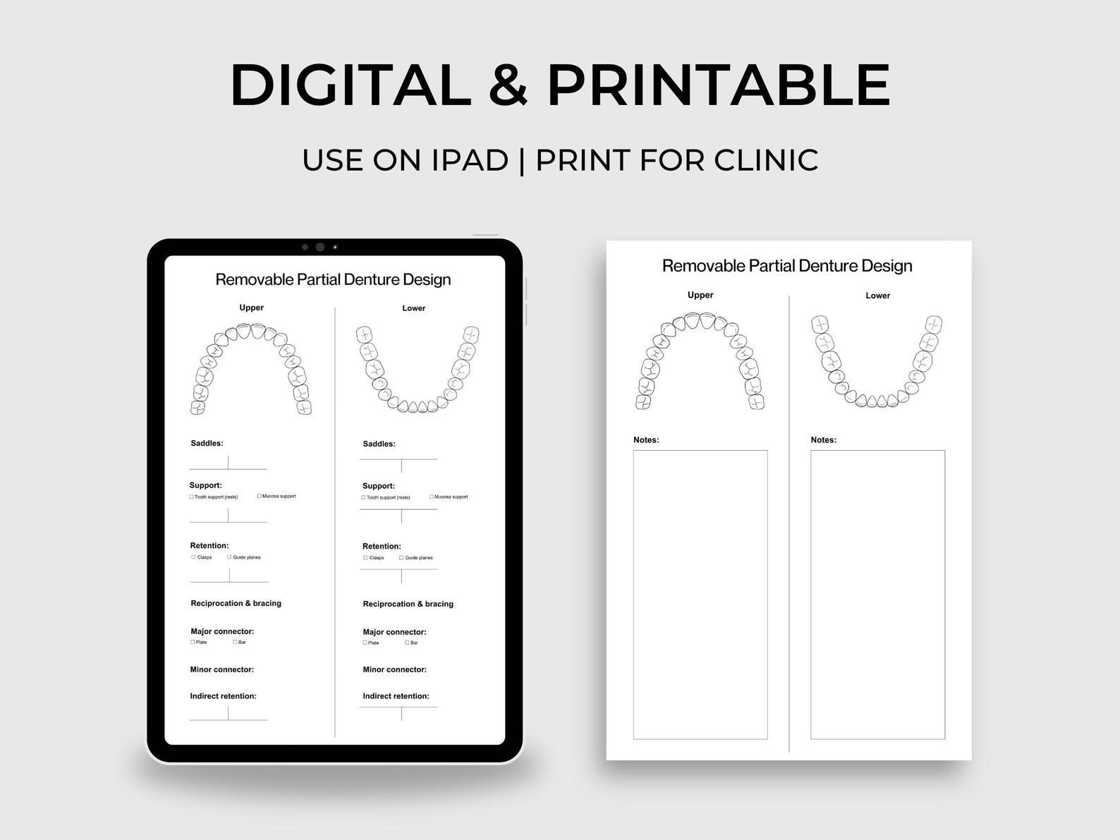 RPD Design Template: Printable Guide for Dentists & Students (PDF) - Etsy