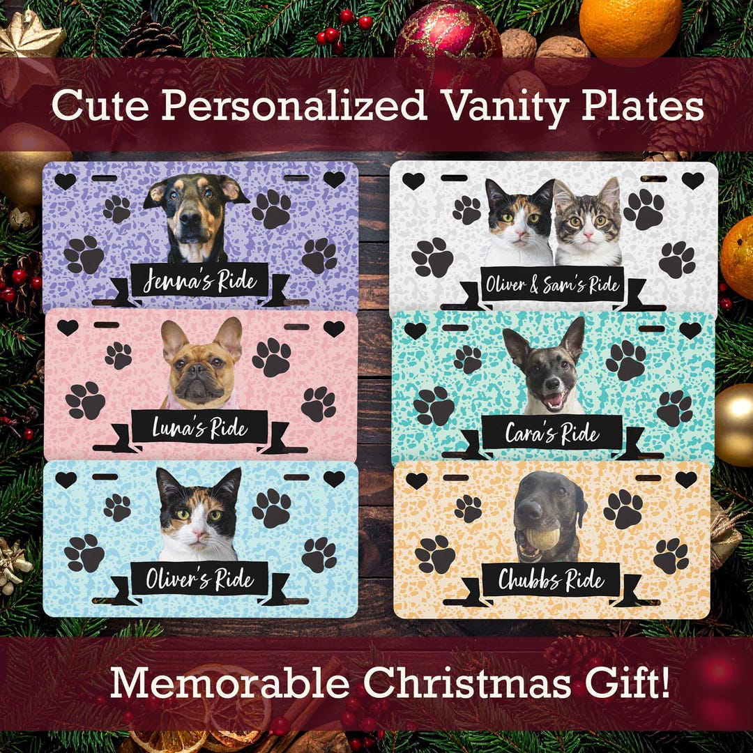 Custom Pet Photo License Plate: Personalized Car Plate for Dog/cat ...