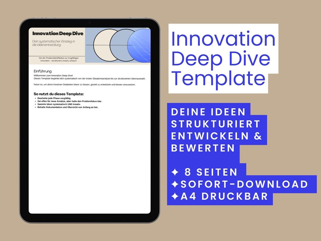 Innovation Deep Dive Template – Printable Idea Development Worksheet ...