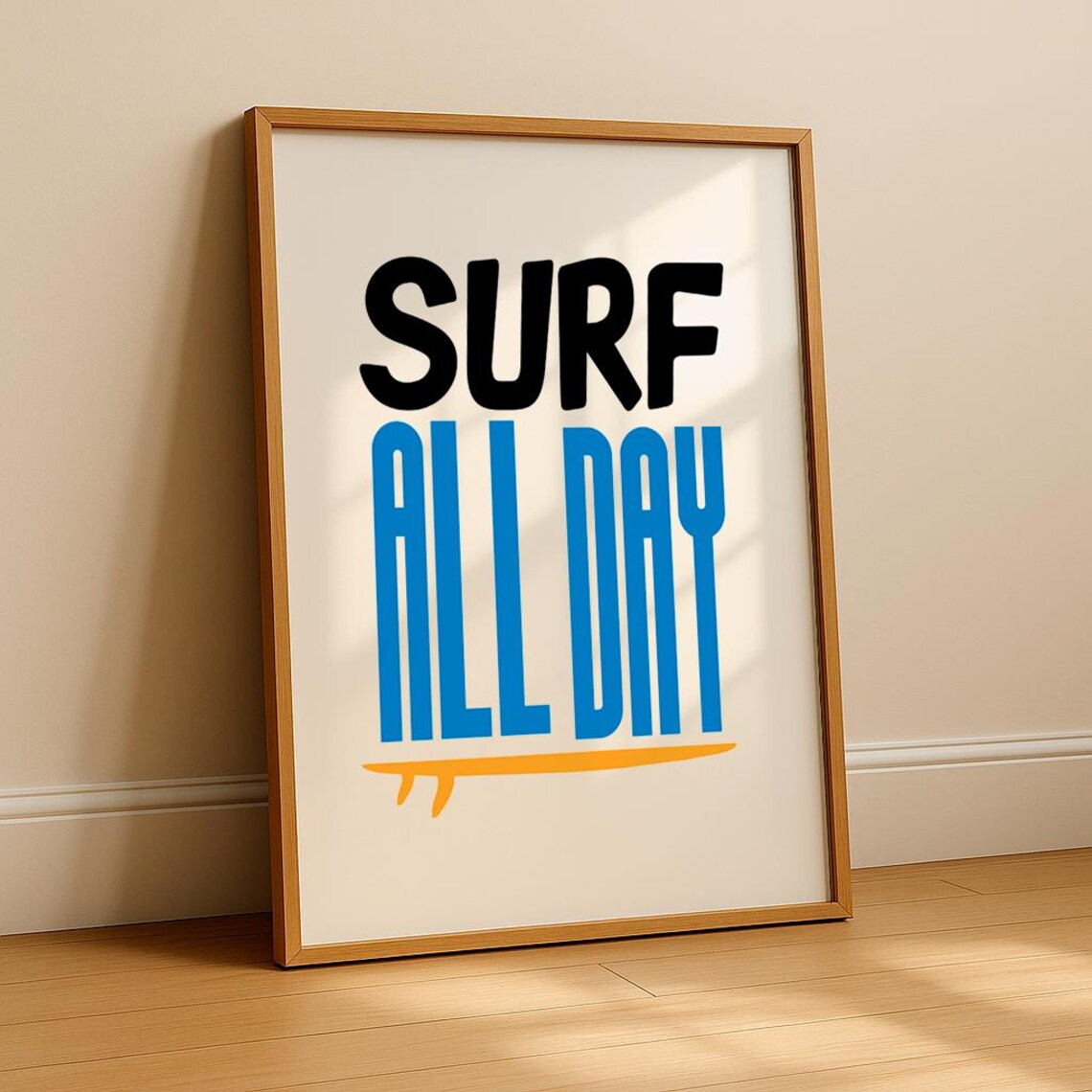 Surf Poster – "surf All Day" Printable Wall Art, Surf Wall Poster ...