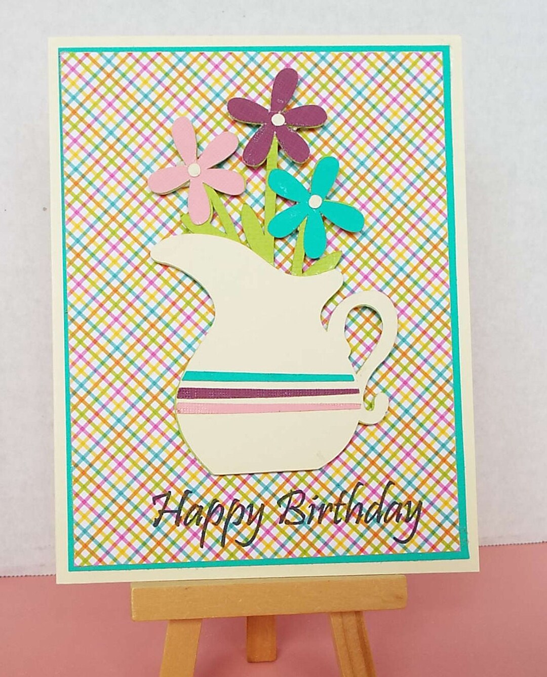 Floral Pitcher Happy Birthday Card - Etsy