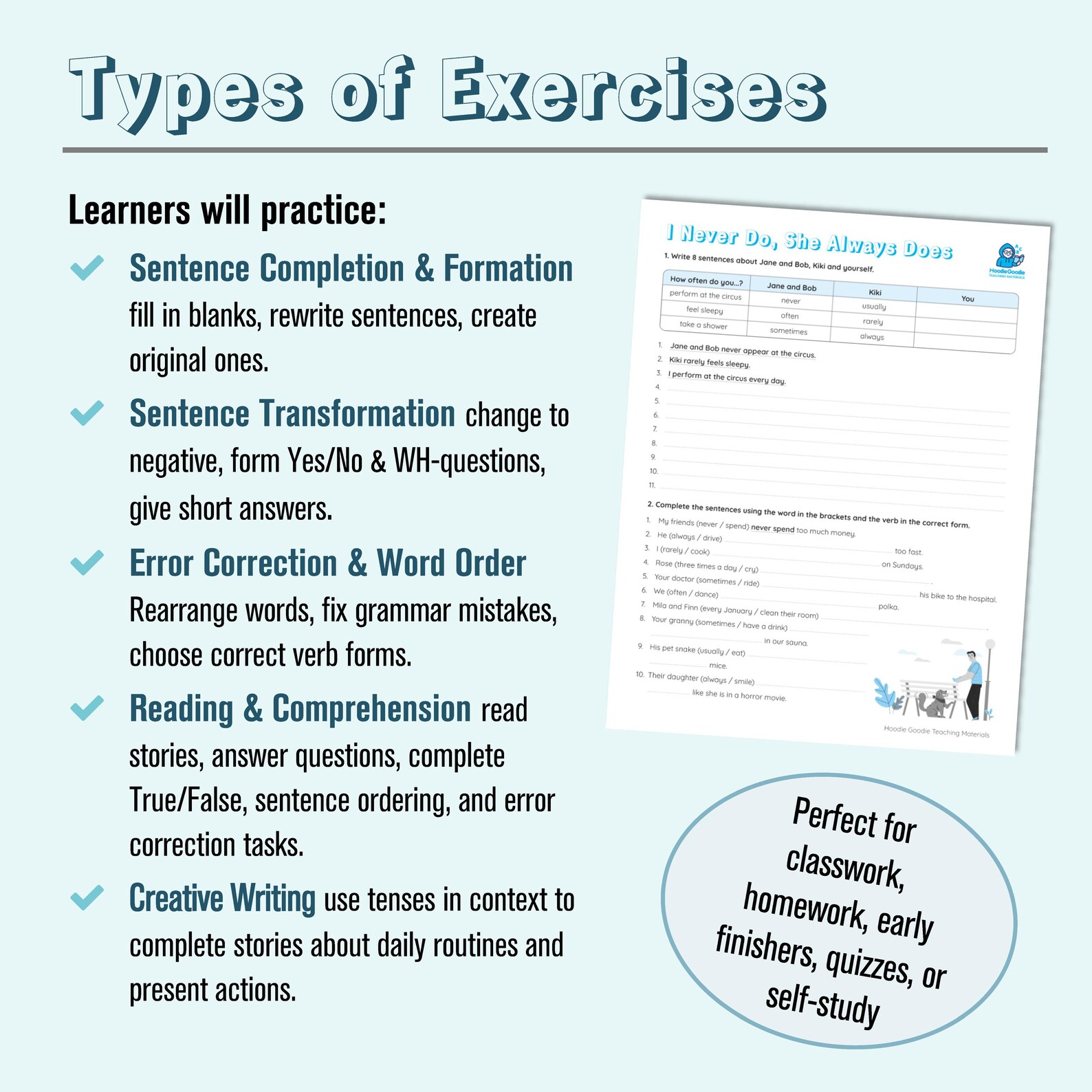 Present Simple ESL Worksheets PDF | 45 Pages, 25 Worksheets, 30 ...