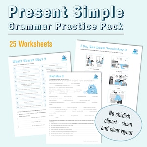 Present Simple ESL Worksheets PDF | 45 Pages, 25 Worksheets, 30 ...