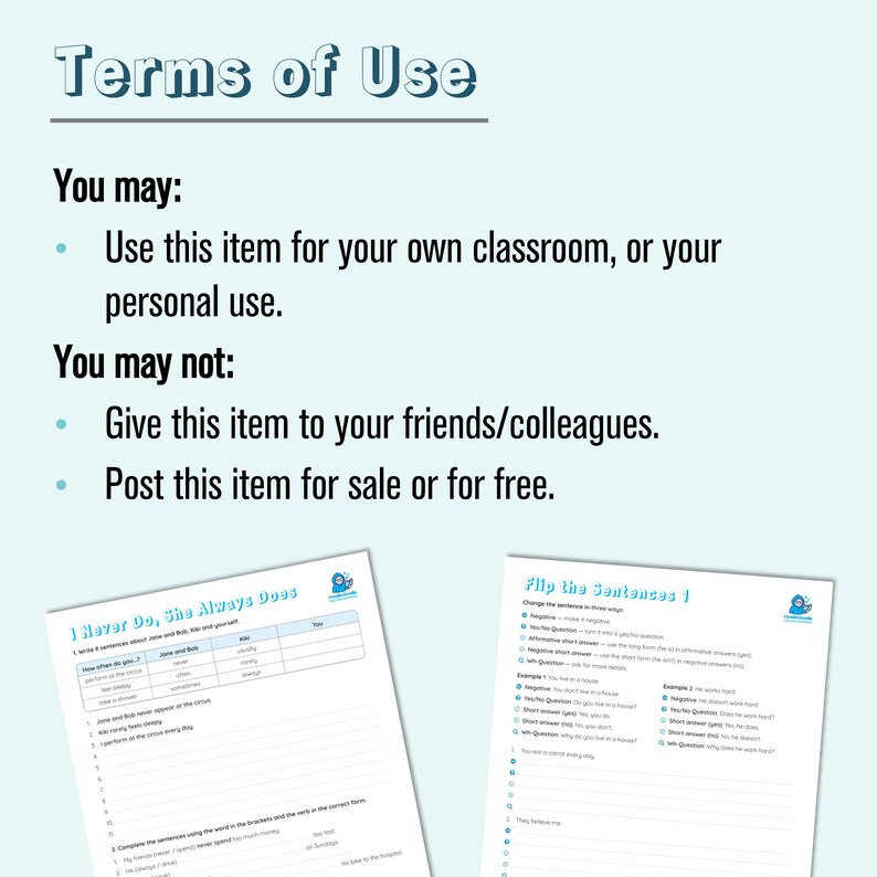 Present Simple ESL Worksheets PDF | 45 Pages, 25 Worksheets, 30 ...