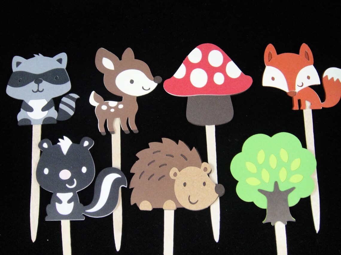 Woodland Animal Cupcake Toppers Forest Animal Cupcake - Etsy