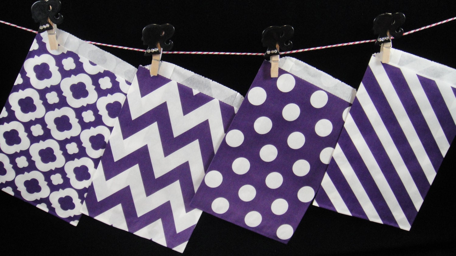 Purple CHEVRON Favor Bags Candy Buffet Bags Candy Bags | Etsy